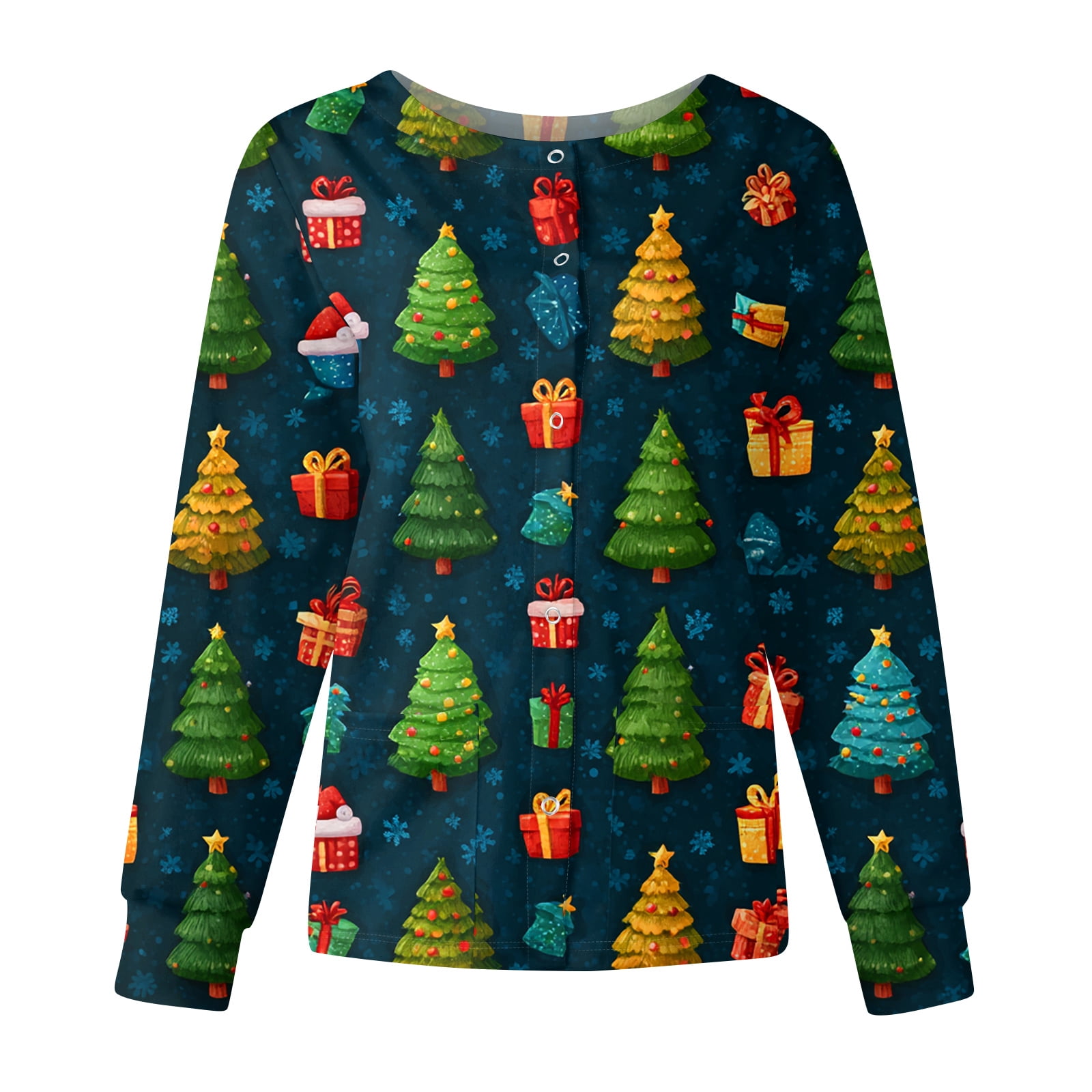 Christmas Scrubs for Women Plus Size Funny Xmas Tree Print Scrubs ...