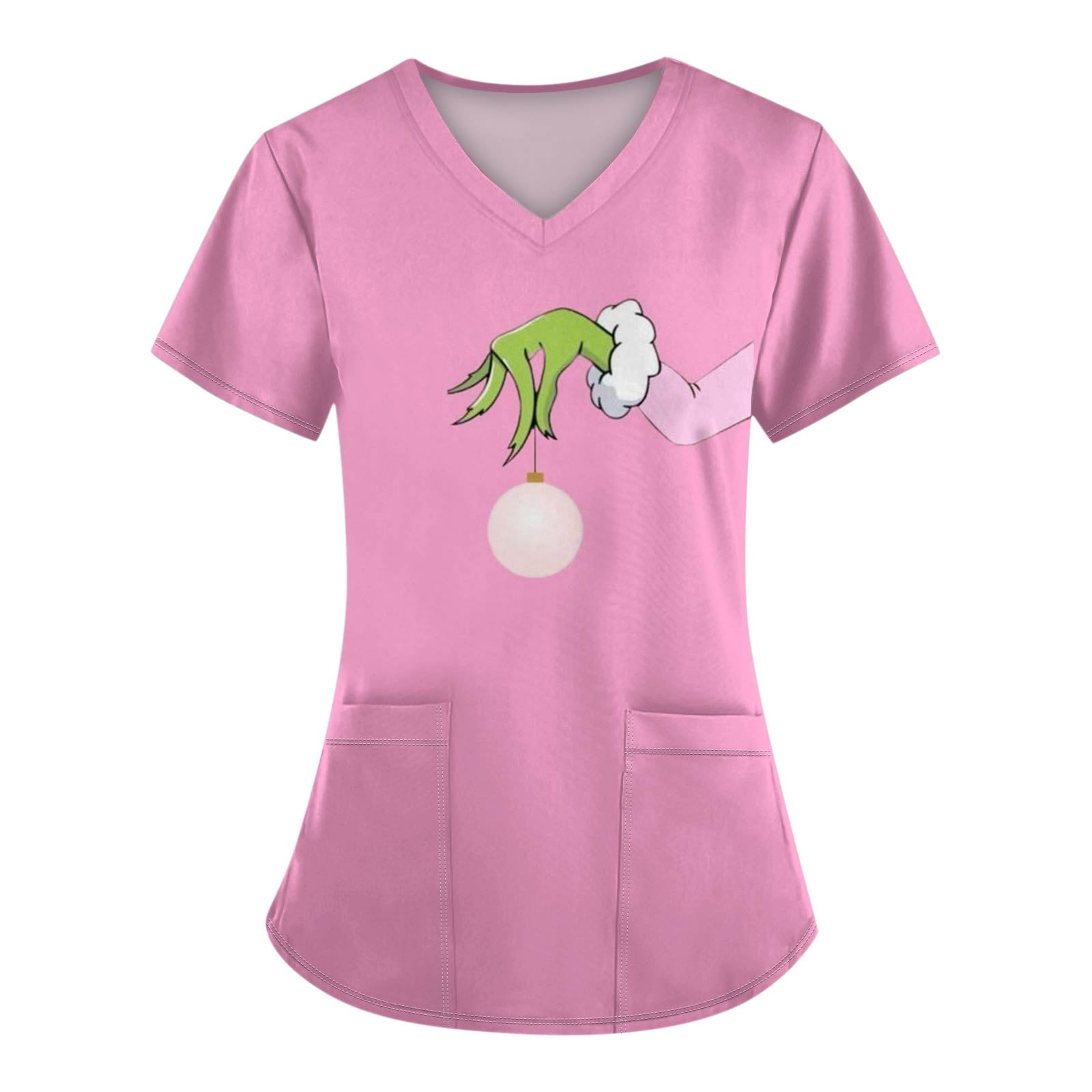 Christmas Scrubs for Women Stretch V-Neck Medical Workwear Xmas Printed ...