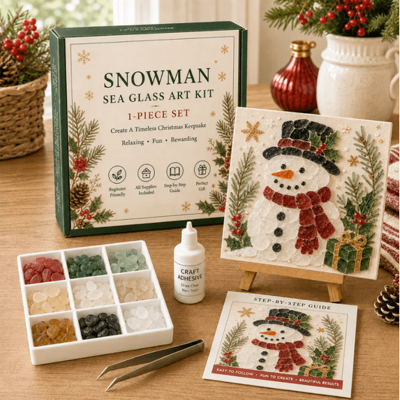 Christmas Sea Glass Art Kit Festive Mosaic Artwork Making Set ...