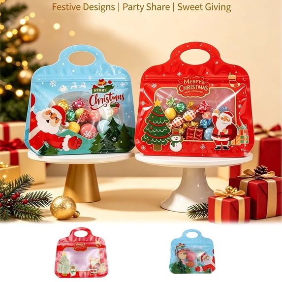 Christmas Self-Seal Christmas Treat Bags, 10Pcs Ziplock Pouches with ...