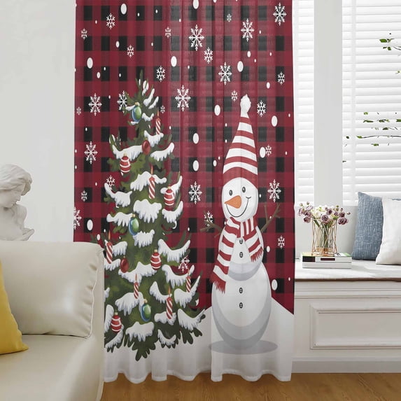 Christmas Semi Sheer Curtains Drapes for Living Room, Bedroom, French ...