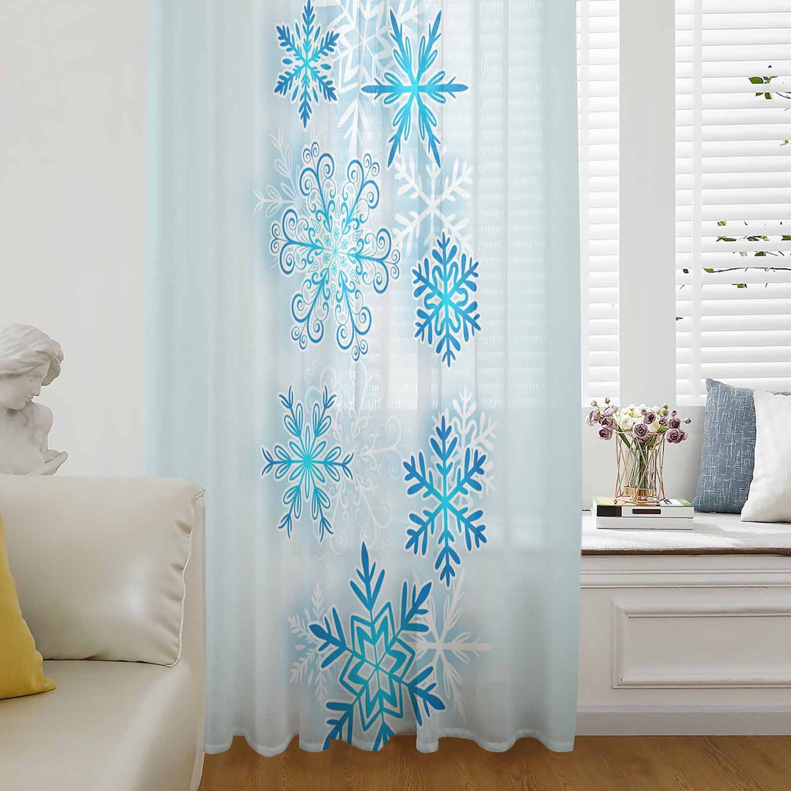 Christmas Semi Sheer Curtains Drapes for Living Room, Bedroom, French ...