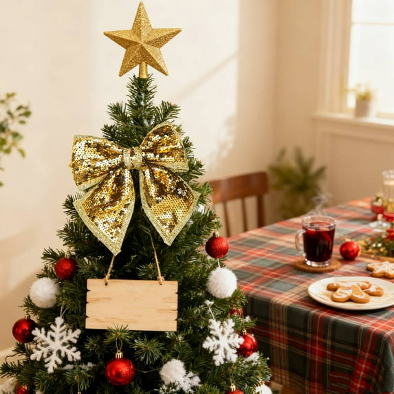 Christmas Sequin Bow Tie | Glitter Decor for Tree, Wreath, Door, Window ...