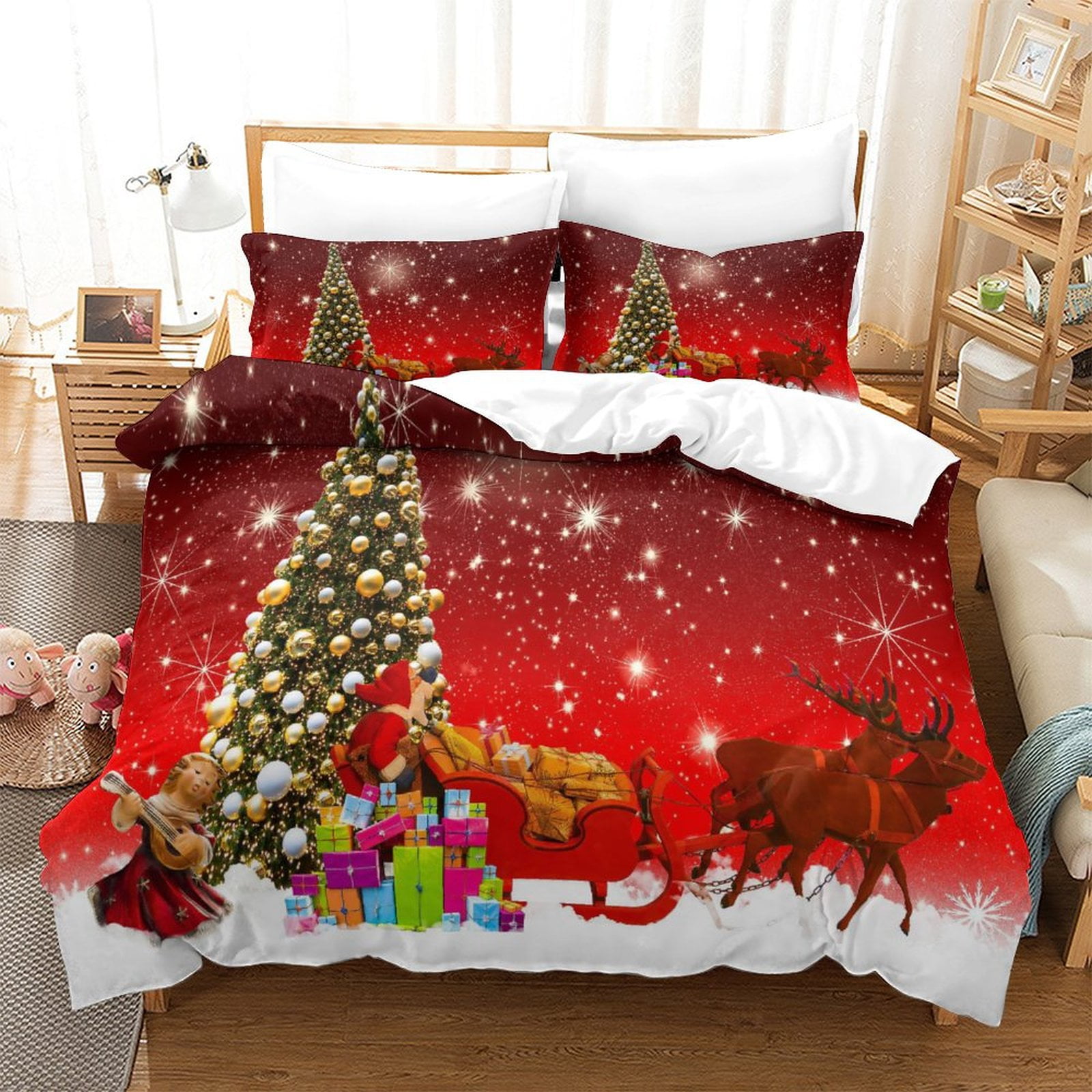 Christmas Series 3D Digital Printing Three-Piece 264*239cm Set Bedding ...