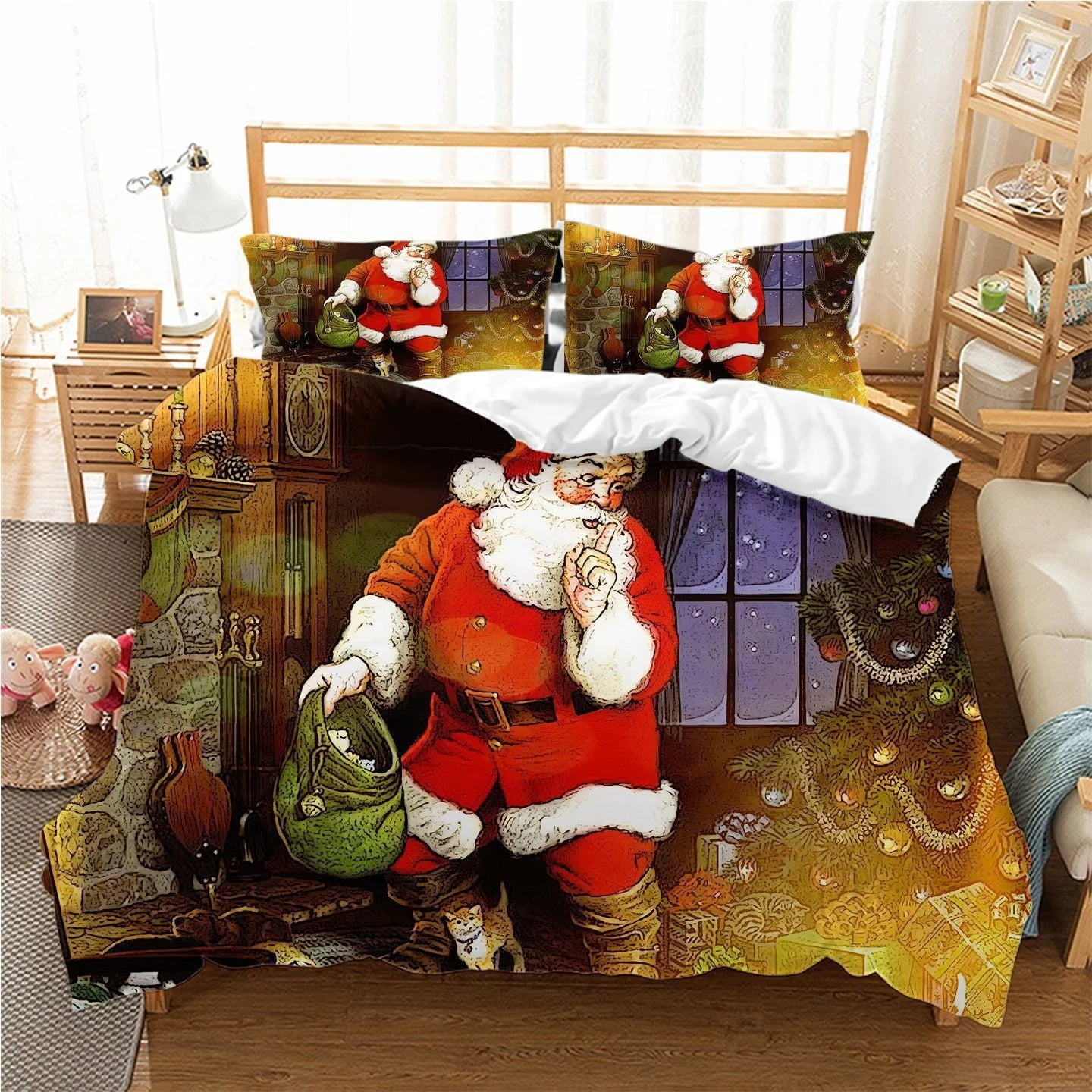 Christmas Series 3D Digital Printing Three-Piece 264*239cm Set Bedding ...