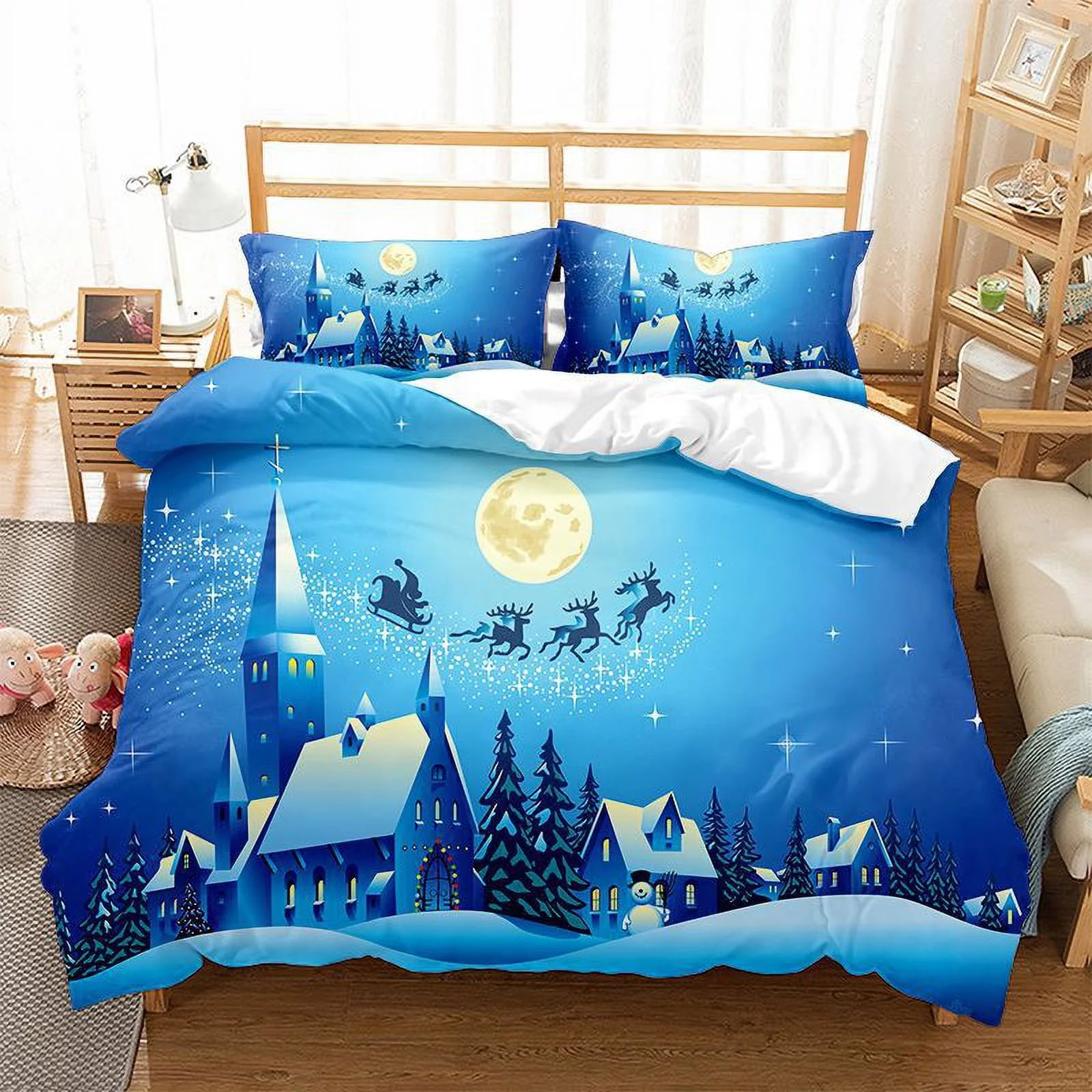 Christmas Series 3D Digital Printing Three -piece Set 203*228cm Bedding ...