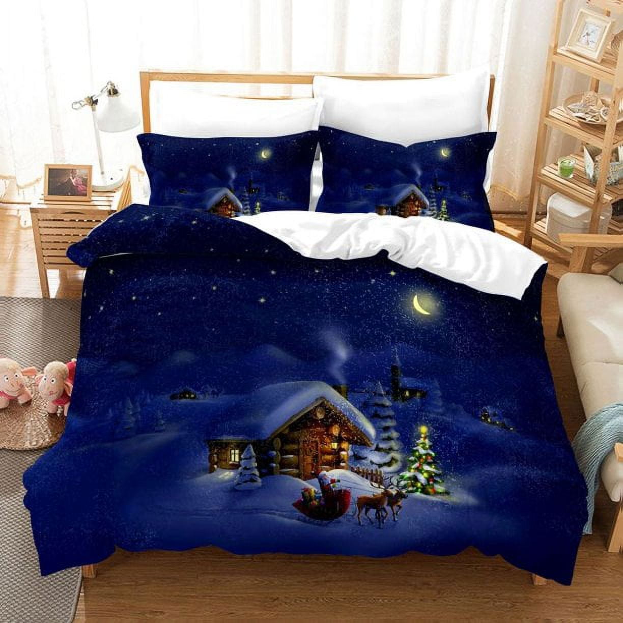 Christmas Series 3D Digital Printing Three-piece Set 228*228cm Bedding ...
