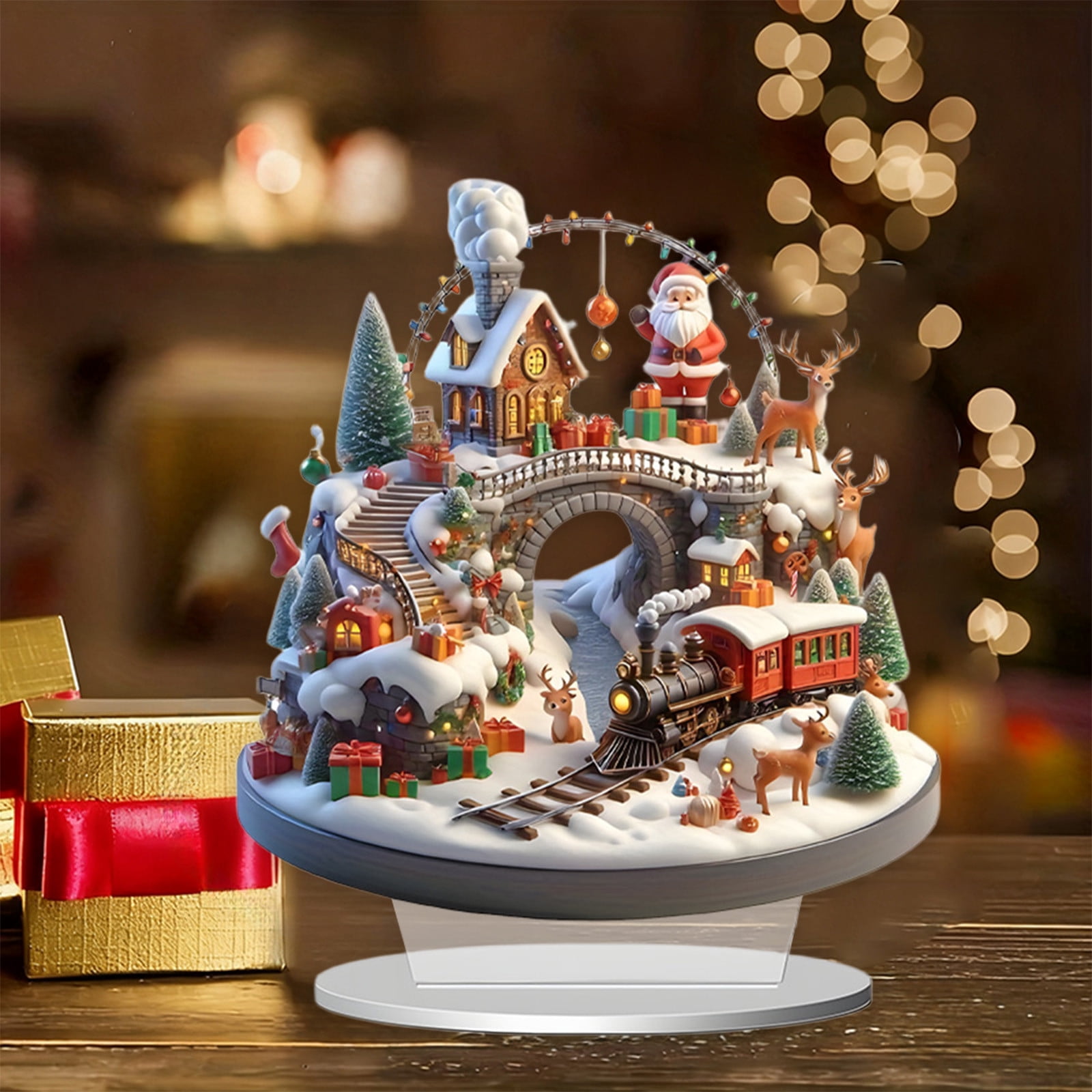 Christmas Series Scene Crystal Ball Ornaments, 2D Acrylic Desktop ...