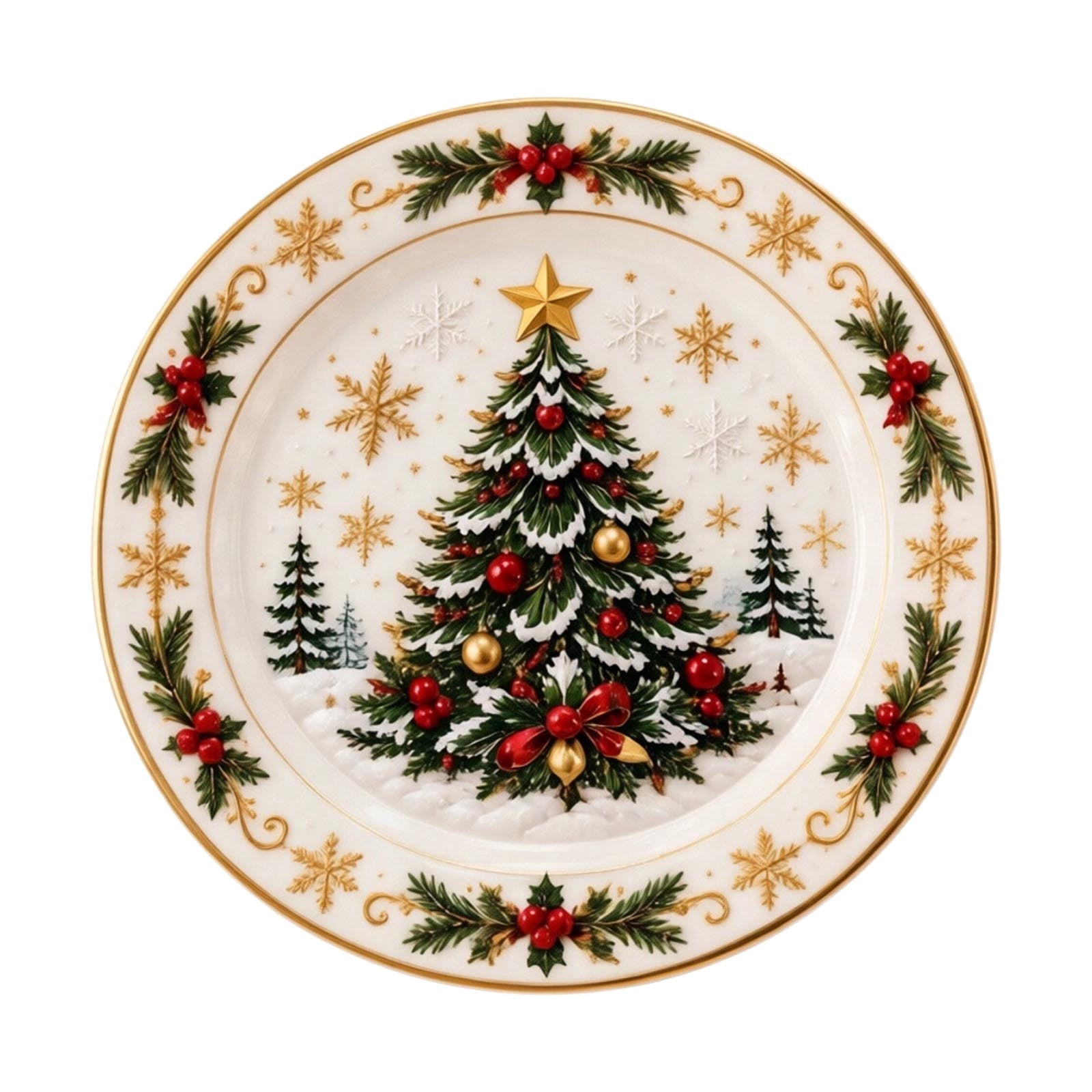 Christmas Serving Plate Ceramic Holiday Dinner Plate, Festive Tableware ...