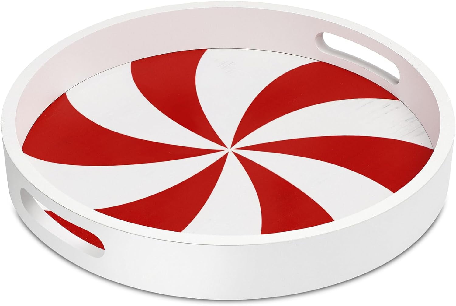 Christmas Serving Tray with Handles Christmas Round Decorative Tray ...