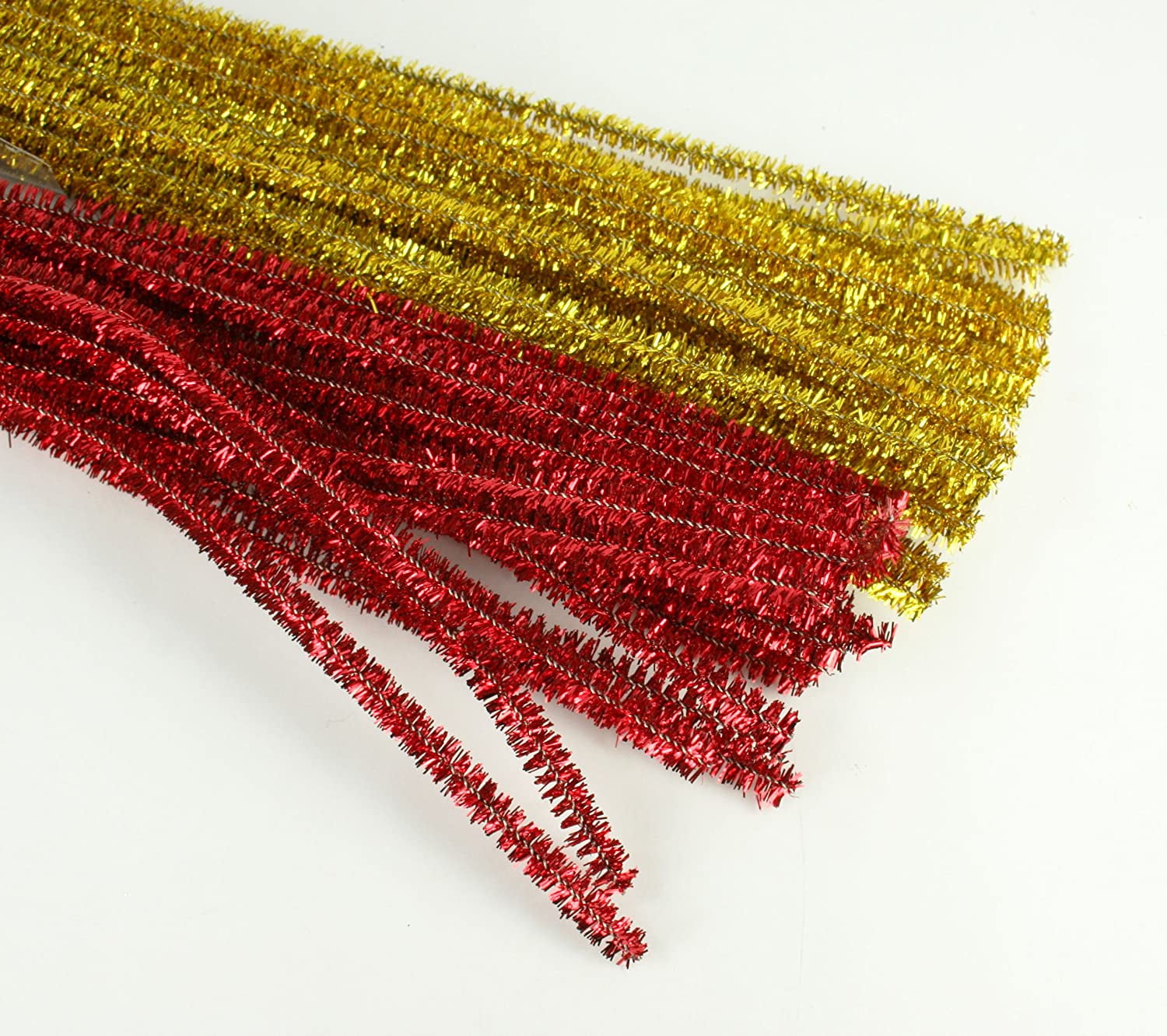 Christmas Set of 100 Metallic Tinsel Pipe Cleaners for Kids Crafts ...