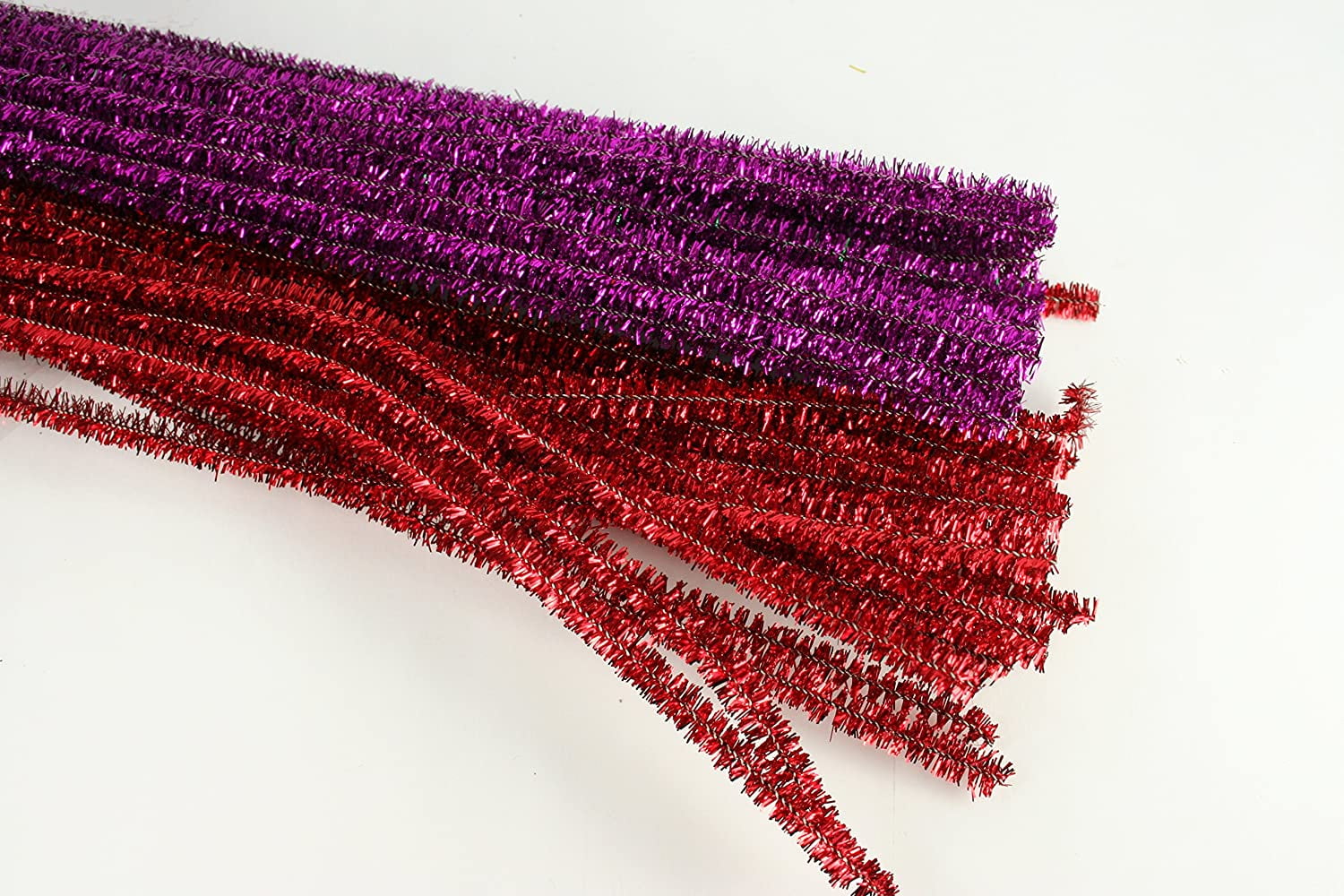 Christmas Set of 100 Metallic Tinsel Pipe Cleaners for Kids Crafts ...