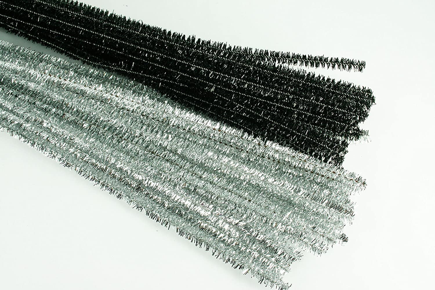 Christmas Set of 100 Metallic Tinsel Pipe Cleaners for Kids Crafts ...