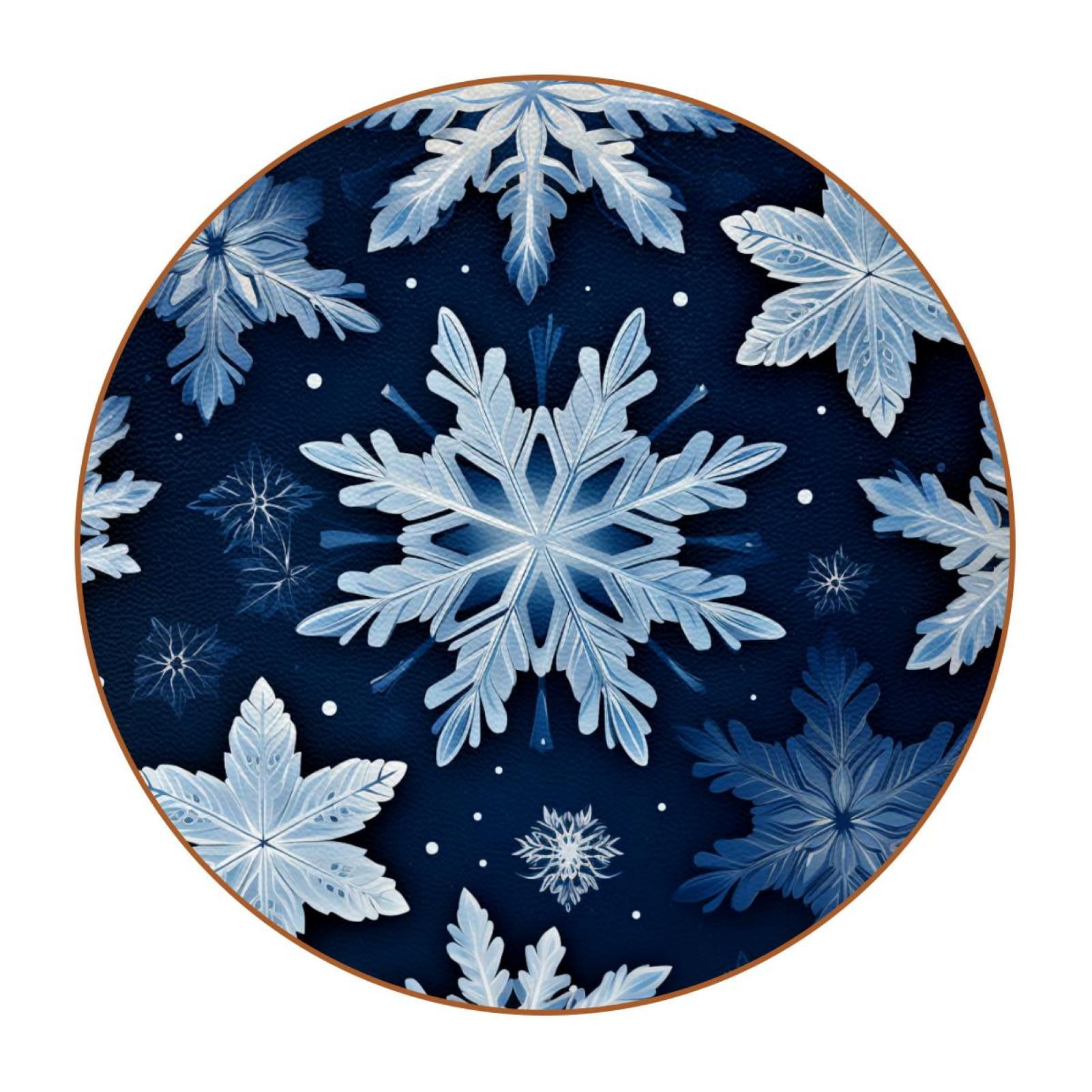 Christmas Set of 6 Microfiber Leather Round Coasters, 11x11 cm/4.3x4.3 ...