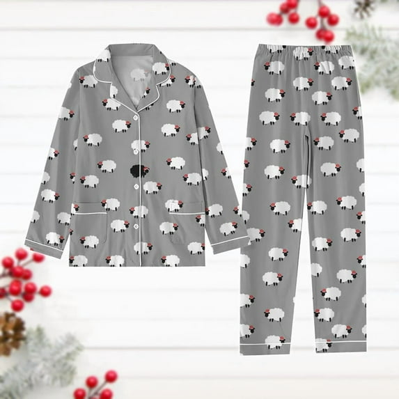 Christmas Sheep Pajamas Set, Farmer Holiday Pajamas, Funny Animals Xmas ...