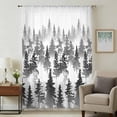 Christmas Sheer Curtains 84 Inches Long, Black Forest Tree Fall Foggy ...