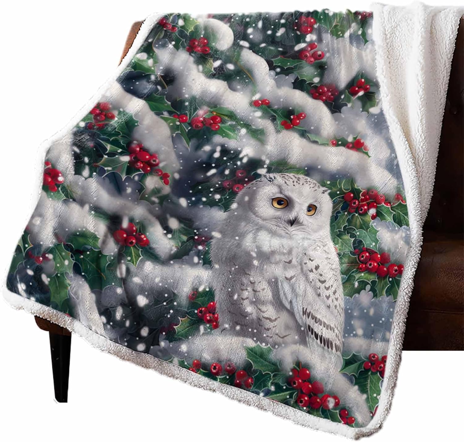 Christmas Sherpa Blanket Owl Sherpa Throw Blanket Soft Cozy Fuzzy ...