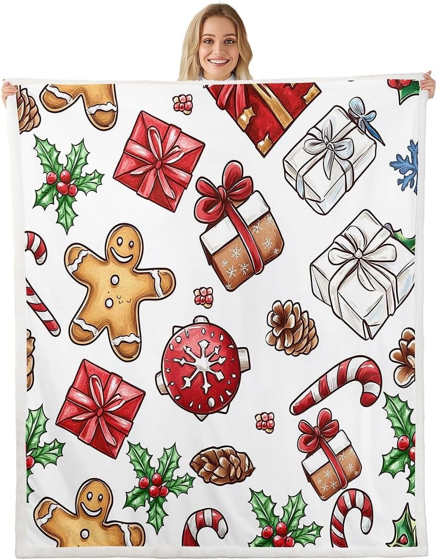 Christmas Sherpa Blanket Twin 60"x80" Fleece Throw Blanket for Bed Sofa ...