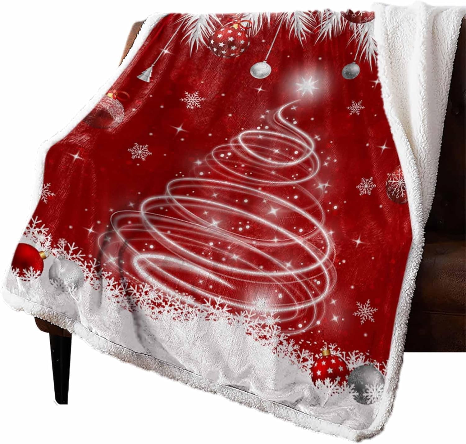 Christmas Sherpa Throw Blankets Christmas Tree Flannel Fleece Blanket ...