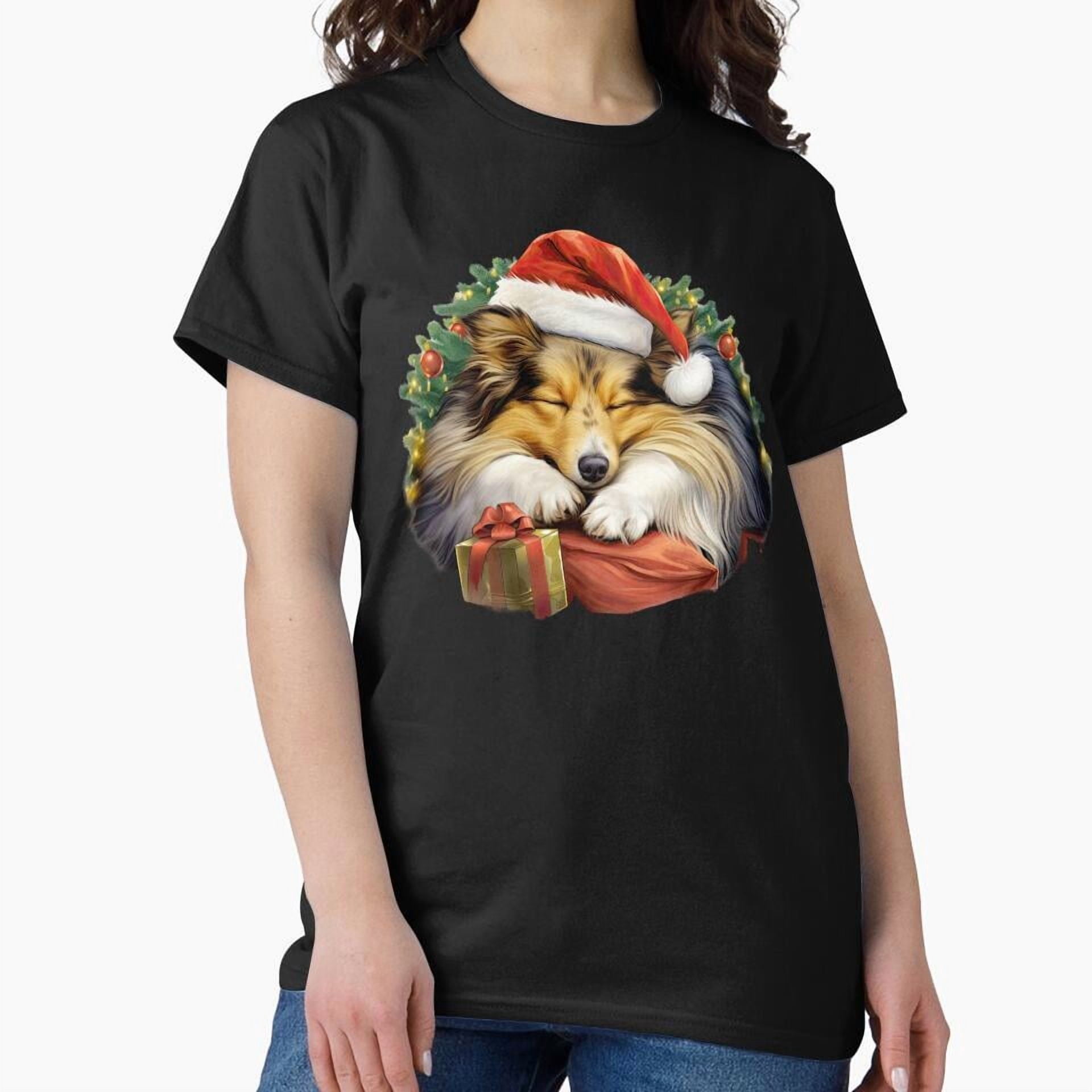 Christmas Shetland Sheepdog Dog With A St. Nick Hat And A Scarf Holiday ...