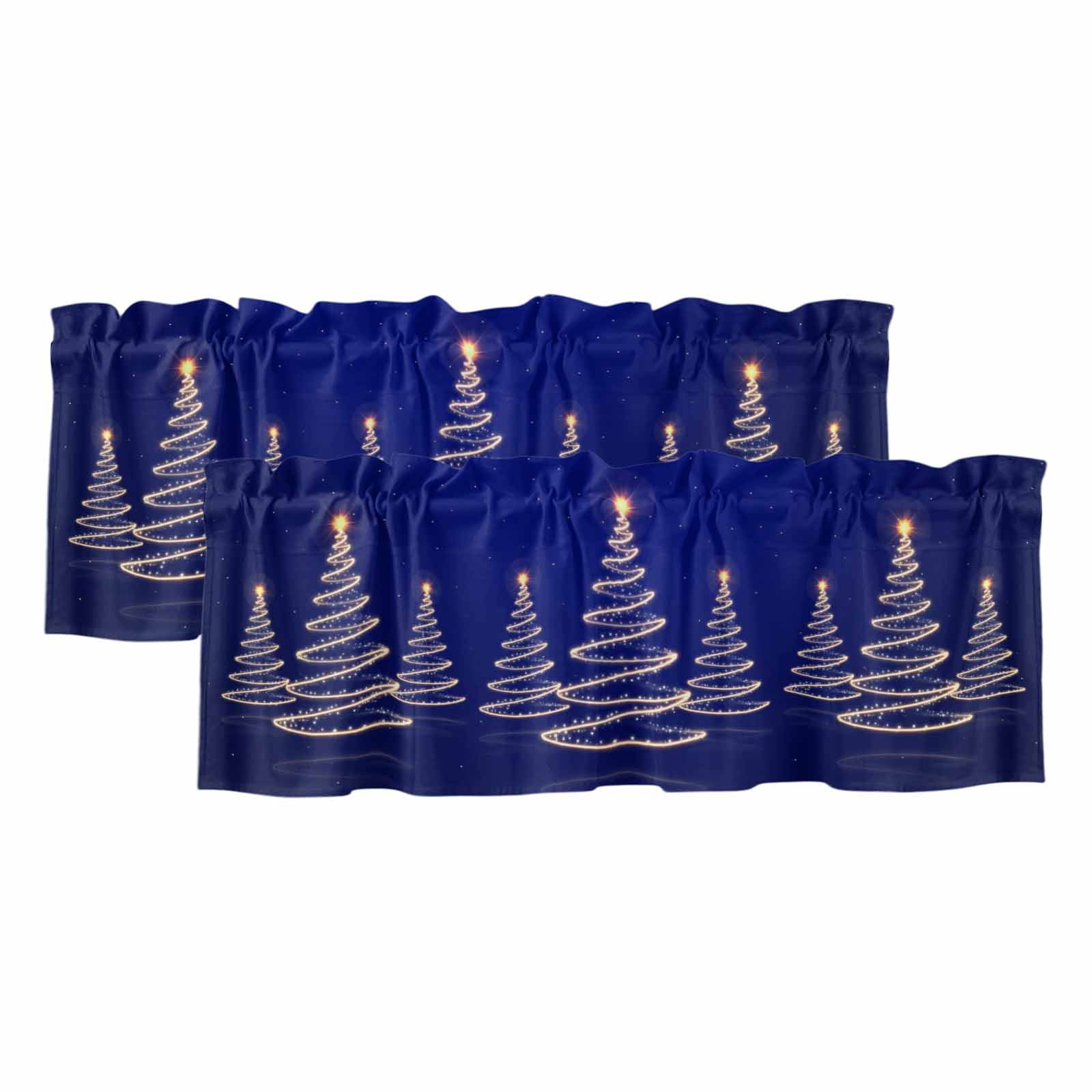 Christmas Shinny Tree Valances for Windows, Decorative Rod Pocket ...