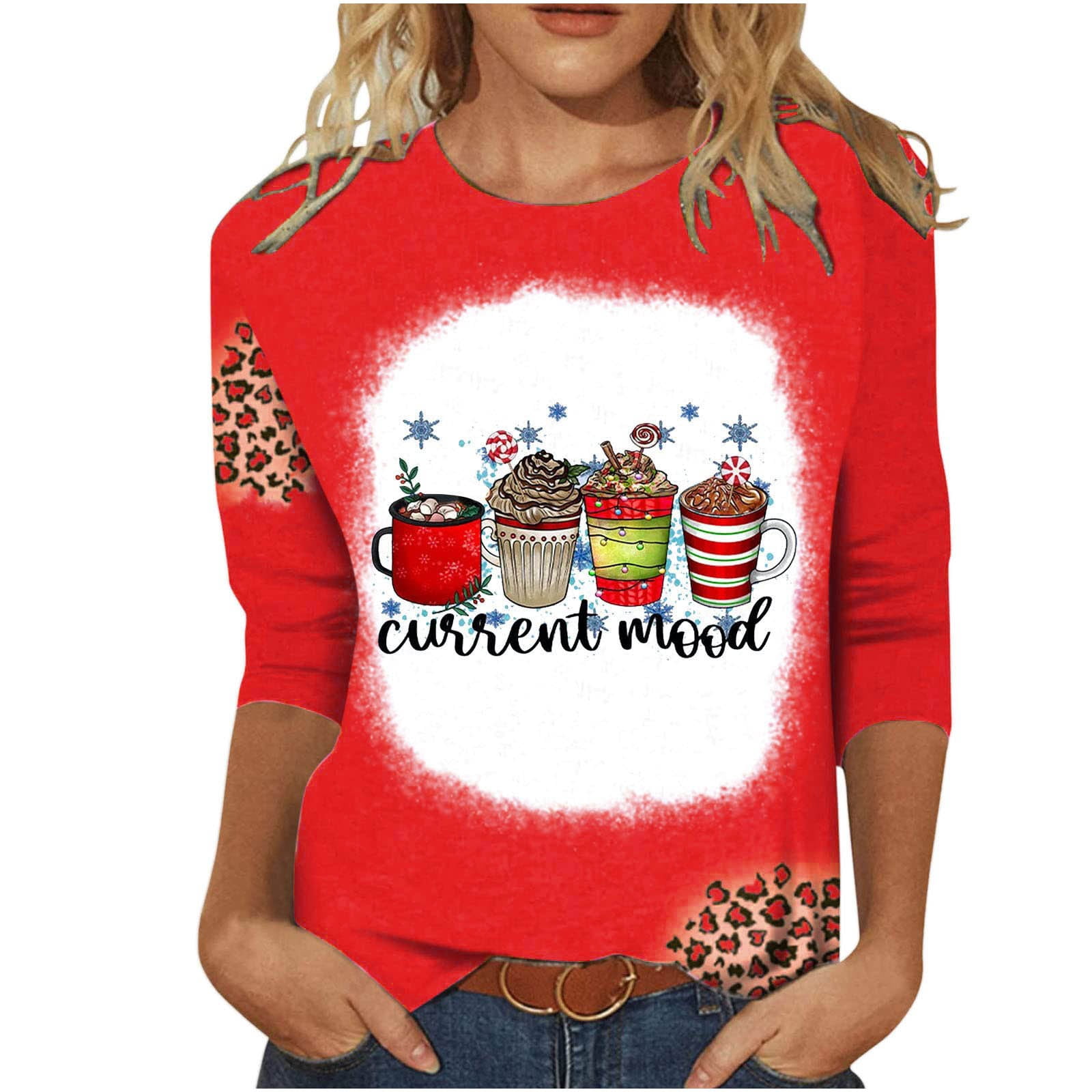 Christmas Shirts Women Plus Size Womens Fashion Printed Loose T Shirt