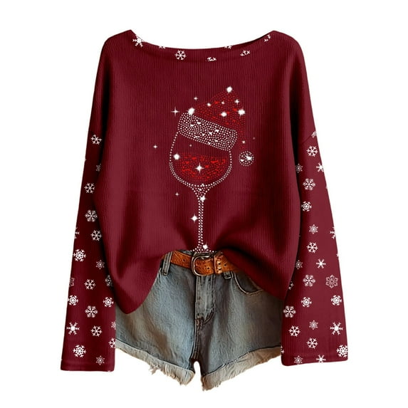 Christmas Shirts for Women 2025 Hollow Out Knitted Relaxed Fit Long ...