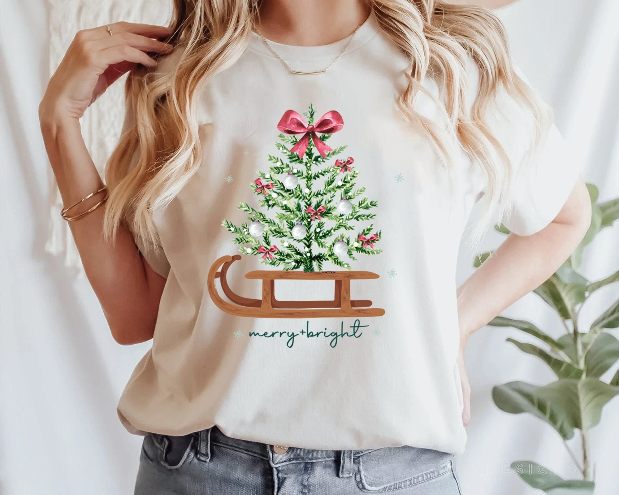 Christmas Shirts for Women, Merry and Bright Shirt, Christmas Tee Shirt ...