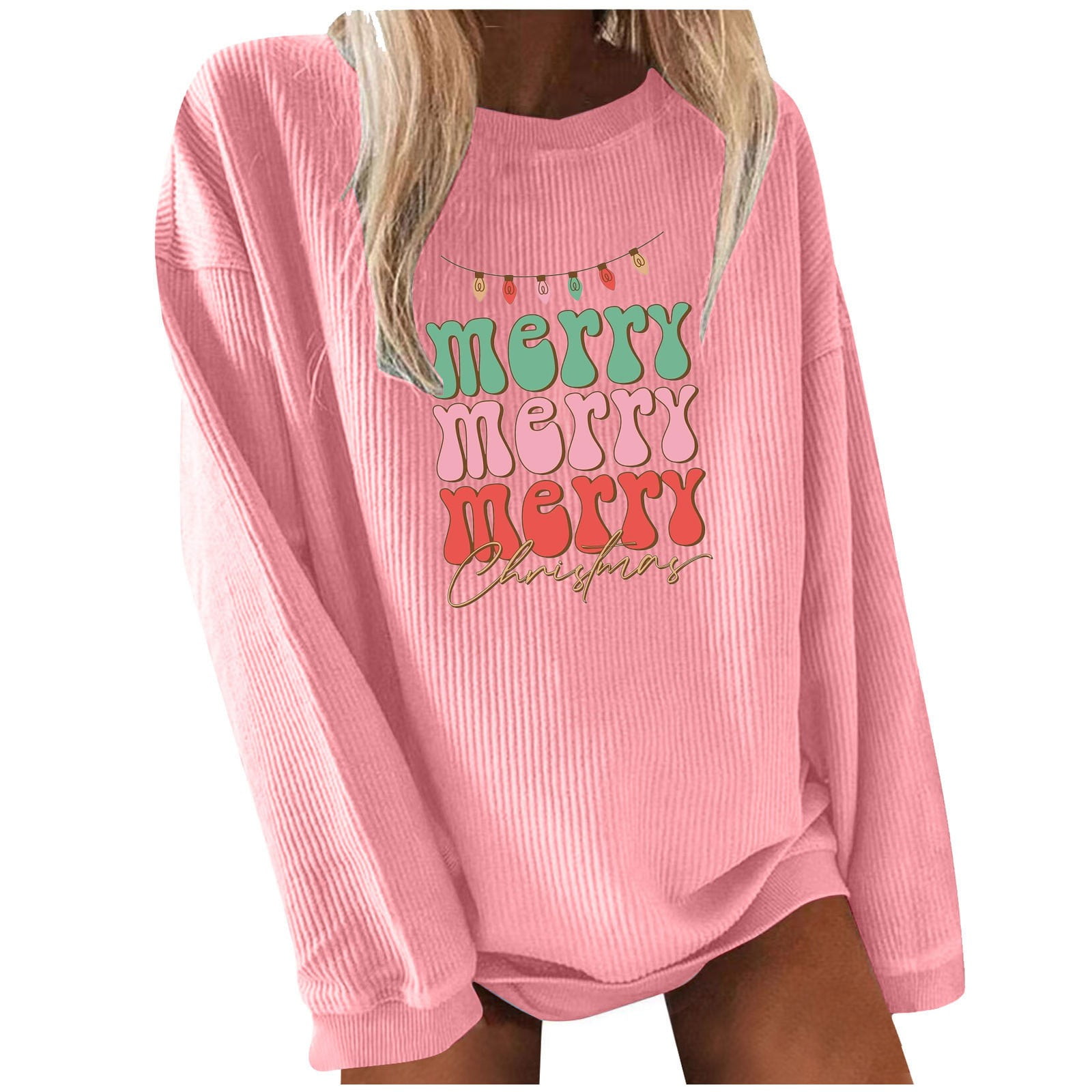 Christmas Shirts For Women Pink Long Sleeve Shirts For Women Merry Christmas Womens Letter