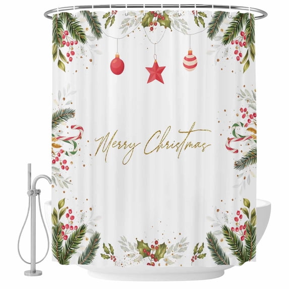 Christmas Shower Curtain Set - 72" x 78" Washable Bathtub Curtain with ...
