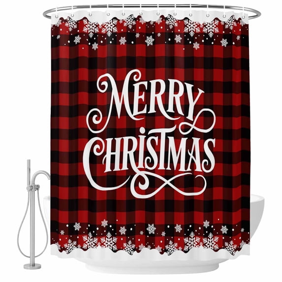 Christmas Shower Curtain Set - 72" x 78" Washable Bathtub Curtain with ...