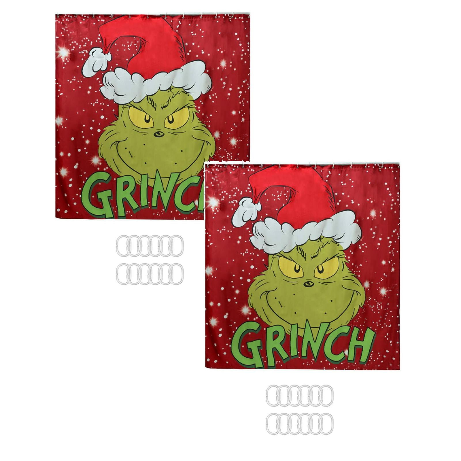 Christmas Shower Curtain Set Grinch How The Stole Christmas Bathroom ...