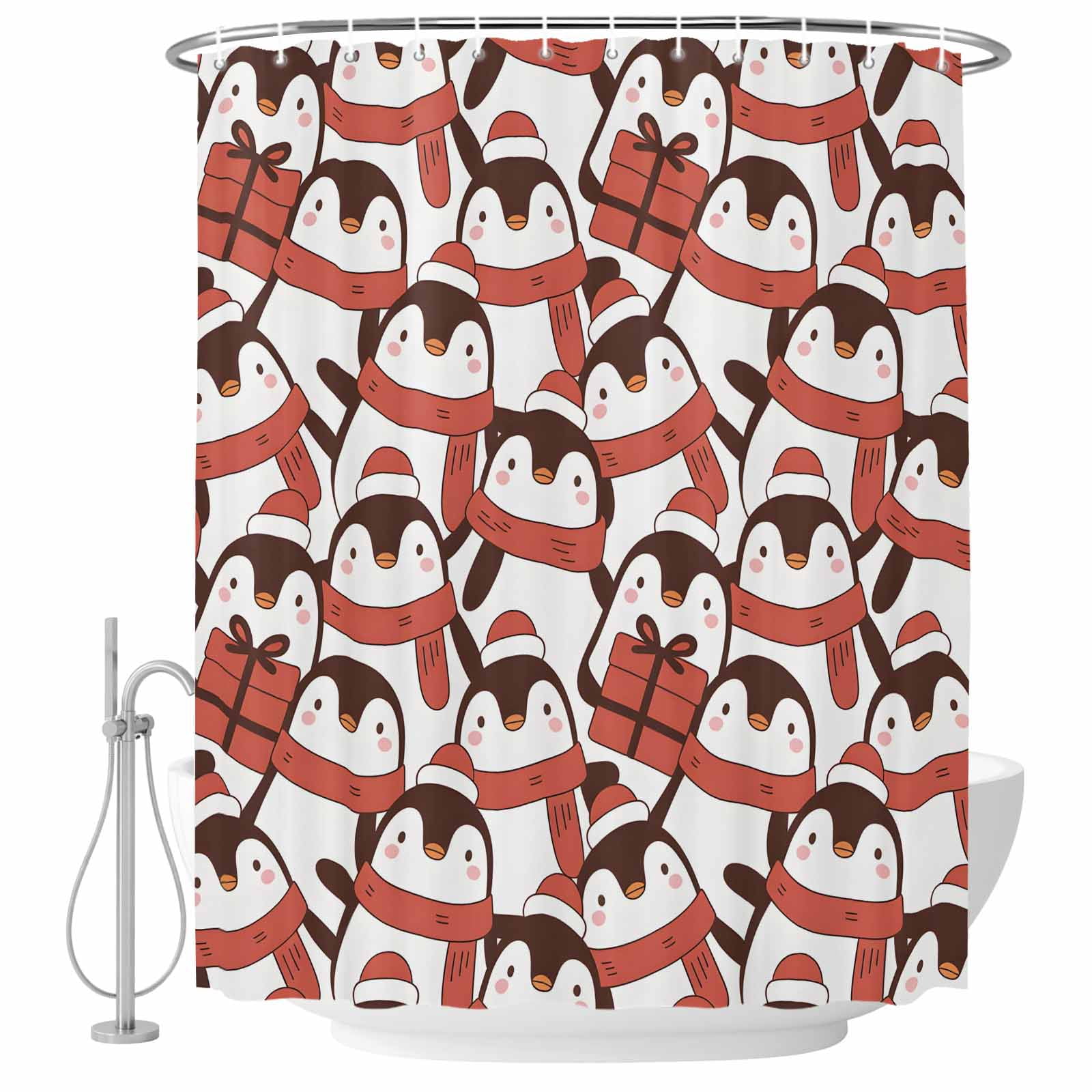 Christmas Shower Curtain Set - Long 72" x 84" Washable Bathtub Curtain ...