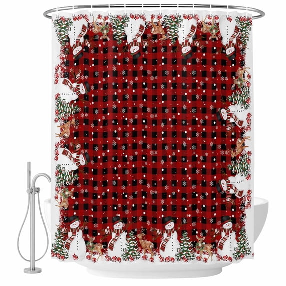 Christmas Shower Curtain Set - Small 36" x 72" Washable Bathtub Curtain ...