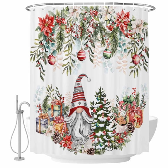 Christmas Shower Curtain Set - Small 36" x 72" Washable Bathtub Curtain ...