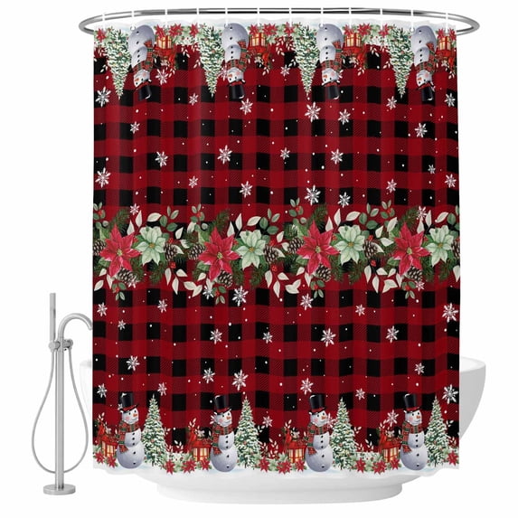 Christmas Shower Curtain Set - Standard 72" x 72" Washable Bathtub ...