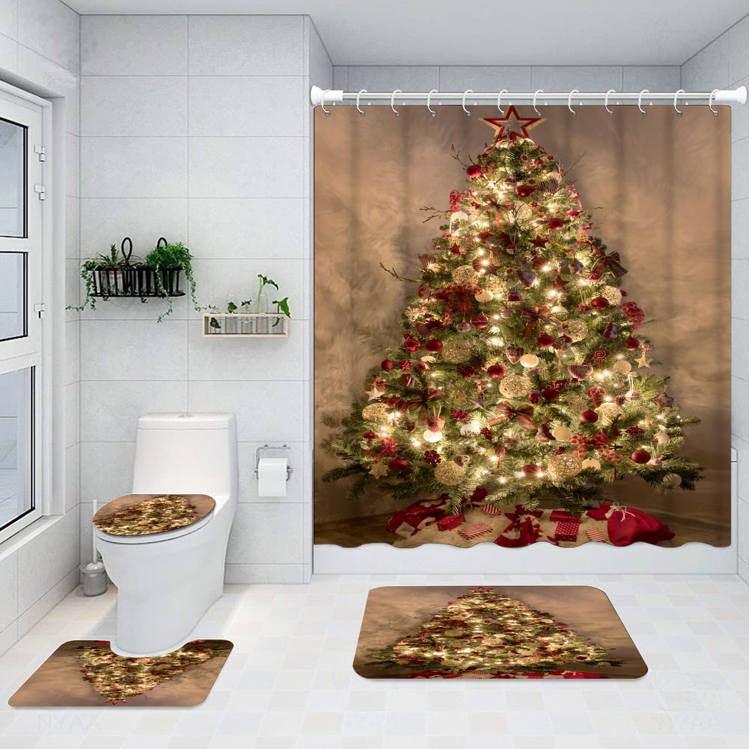 Christmas Shower Curtain Sets Bathroom Sets with Shower Curtains and ...