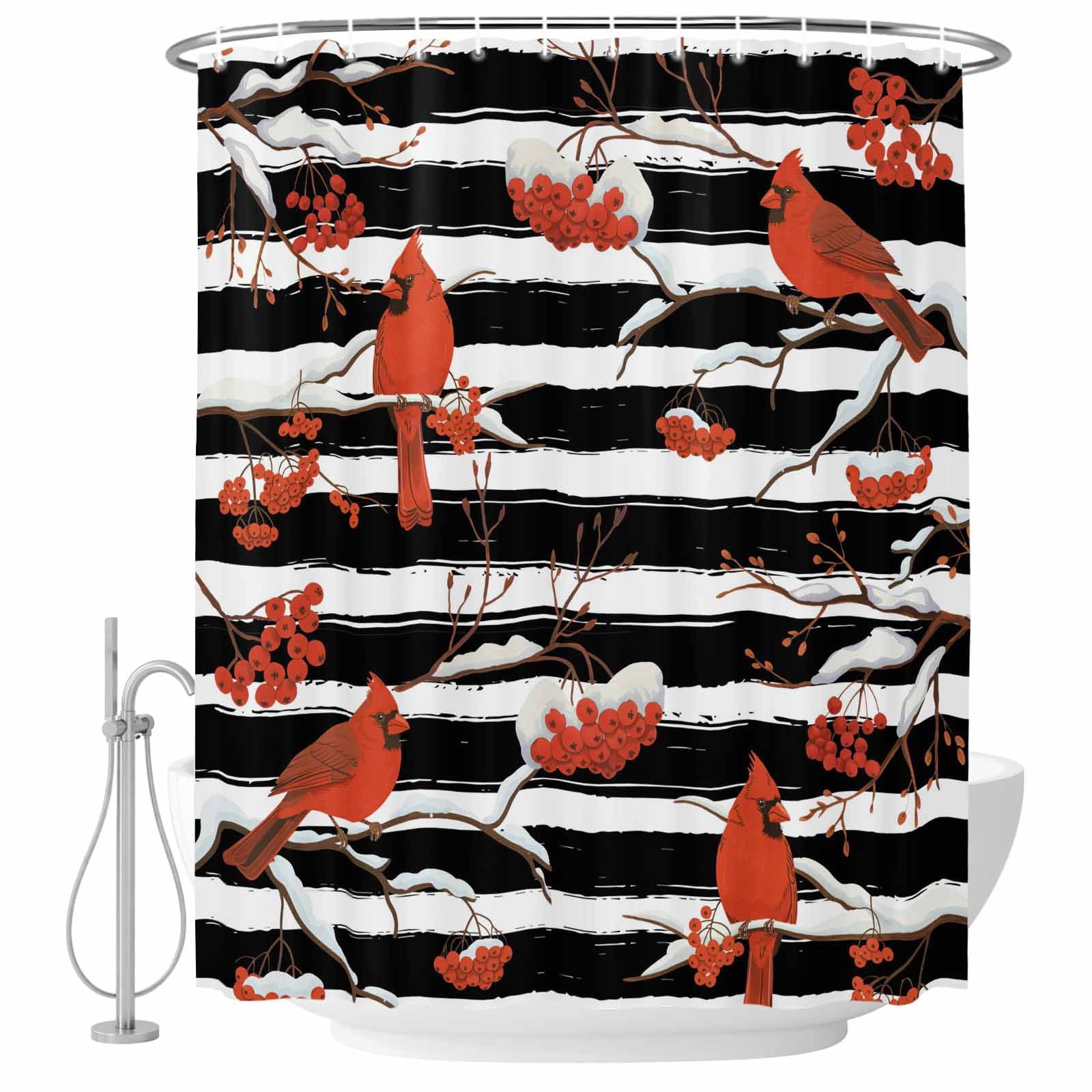 Christmas Shower Curtain, Waterproof Shower Curtains for Bathroom, Red ...