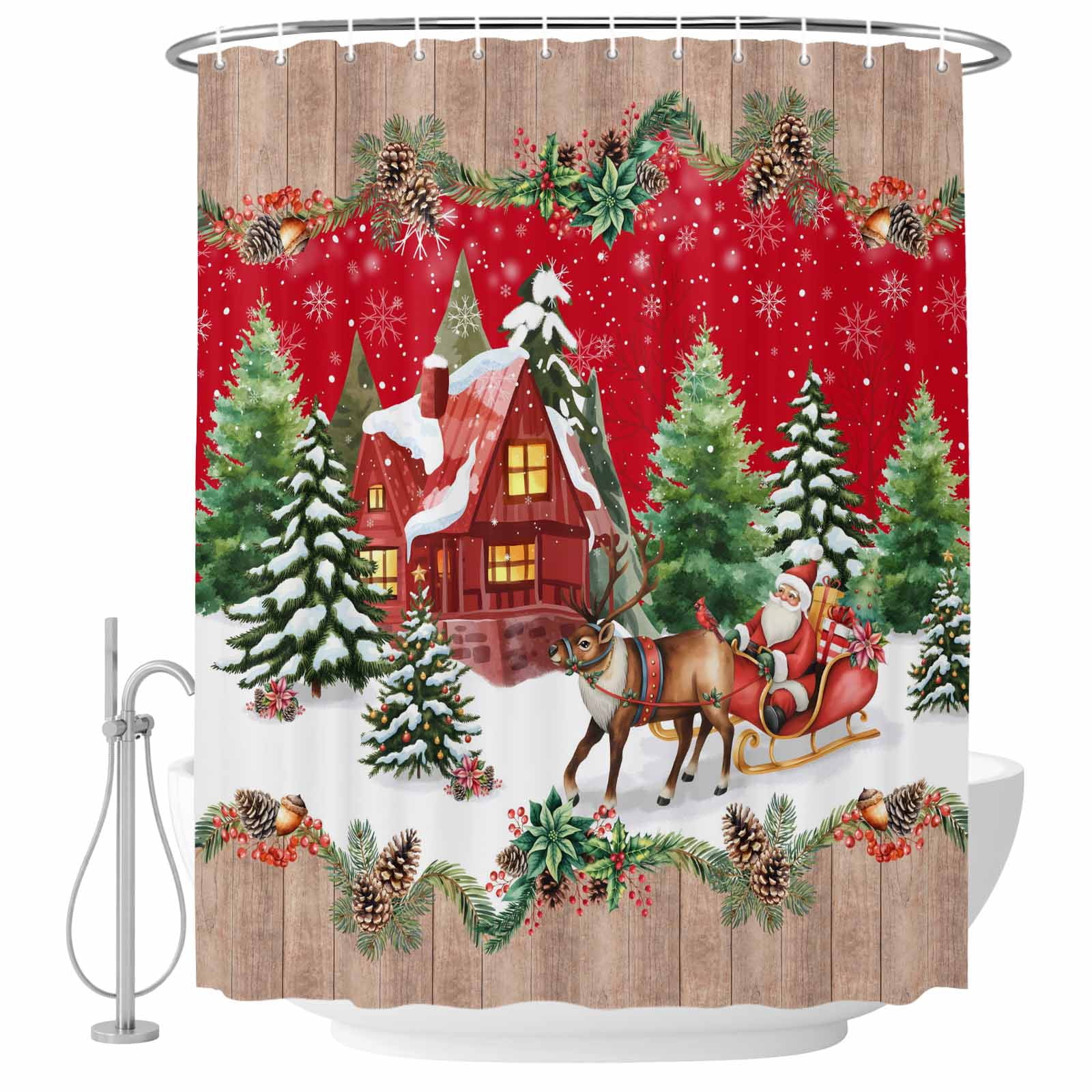 Christmas Shower Curtain, Waterproof Shower Curtains for Bathroom ...
