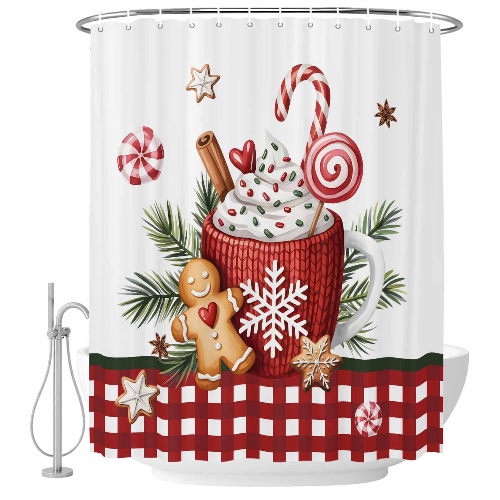 Christmas Shower Curtain, Waterproof Shower Curtains for Bathroom ...