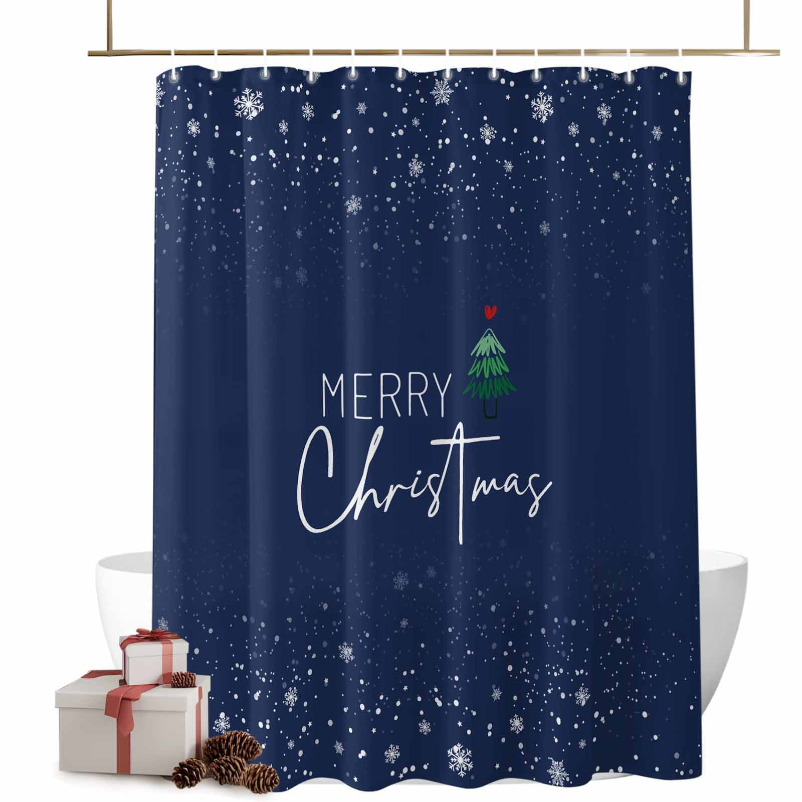 Christmas Shower Curtains Merry Christmas Tree Bath Curtain Snowflake ...
