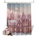 Christmas Shower Curtains Pink Castle Bath Curtain Snow Tree Waterproof ...