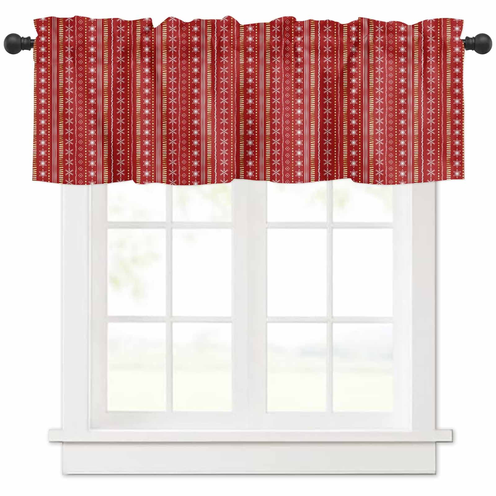 Christmas Showflake Valances for Windows, Bohemia Stripe Red Light ...