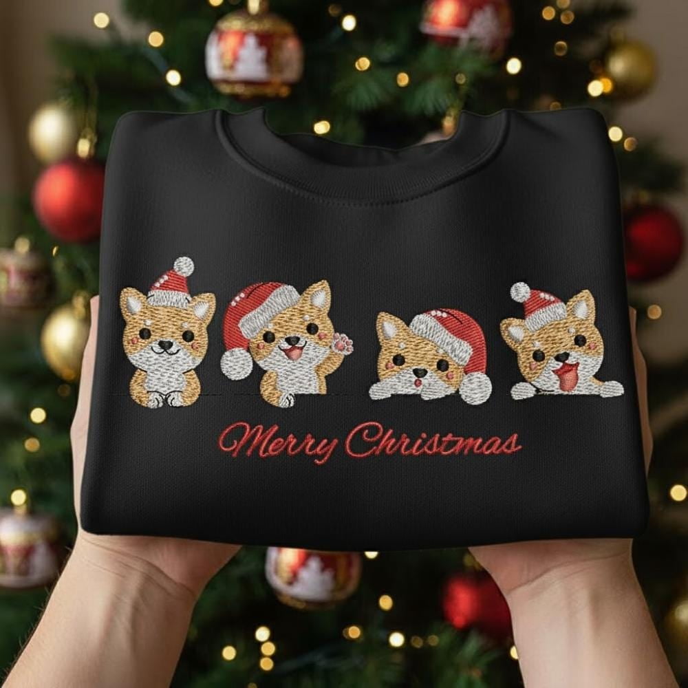 Christmas Siba Inu Embroidered Sweatshirt, Cute Dog Embroidered Shirt ...