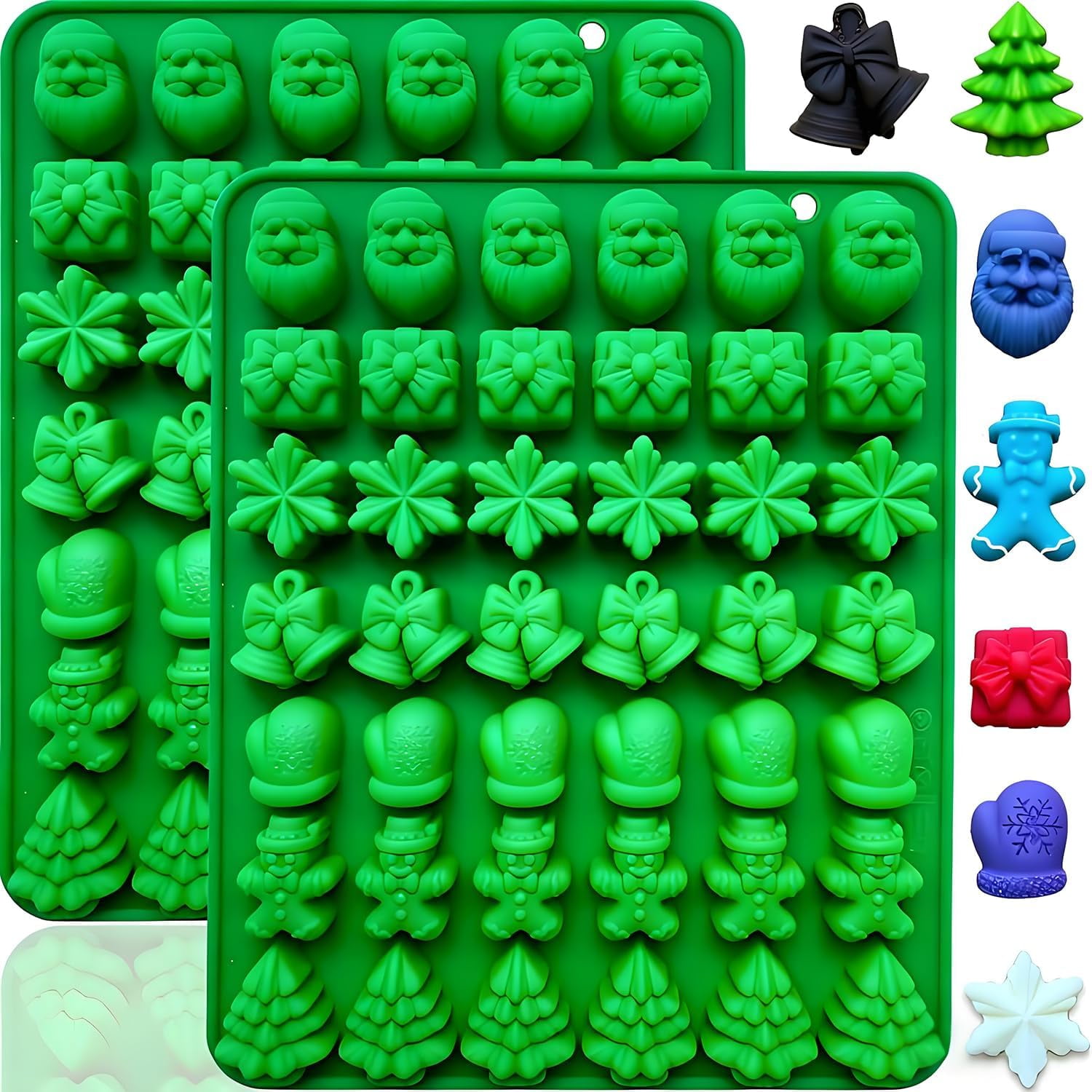 Christmas Silicone Candy Molds, 84-Cavity Mini Christmas Mold Shaped ...