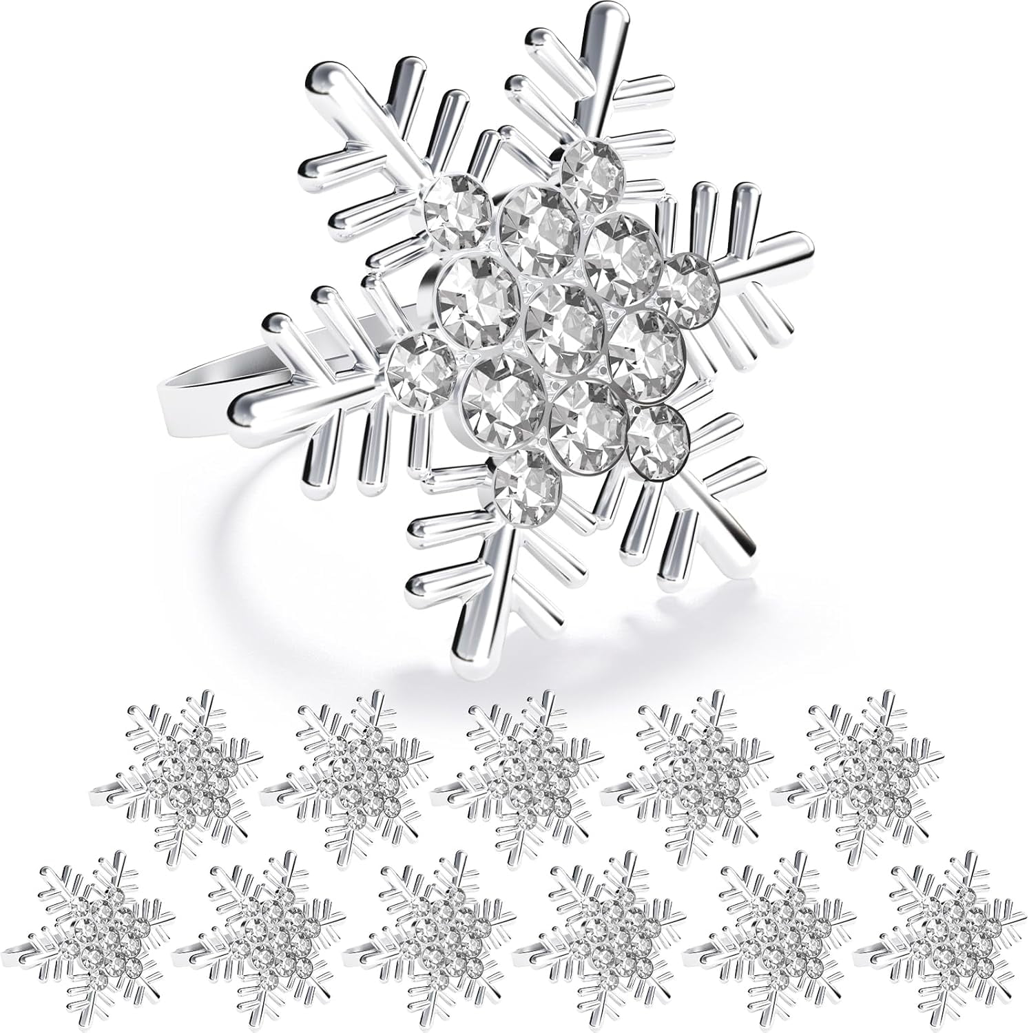 Christmas Silver Snowflake Napkin Rings Set of 12, Napkins Ring for ...