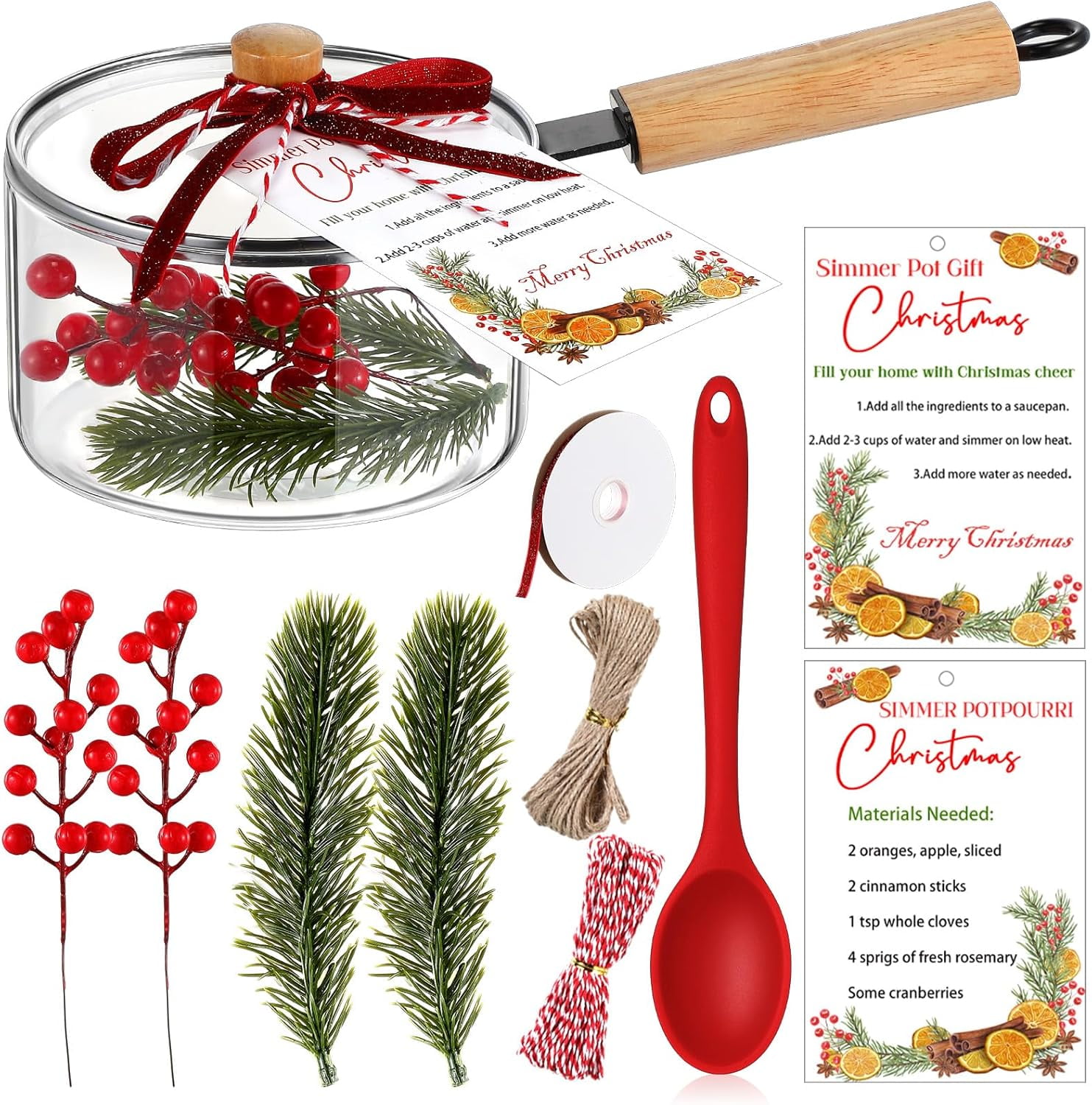 Christmas Simmer Pot Gift Glass Cooking Festive Saucepan Pots with ...