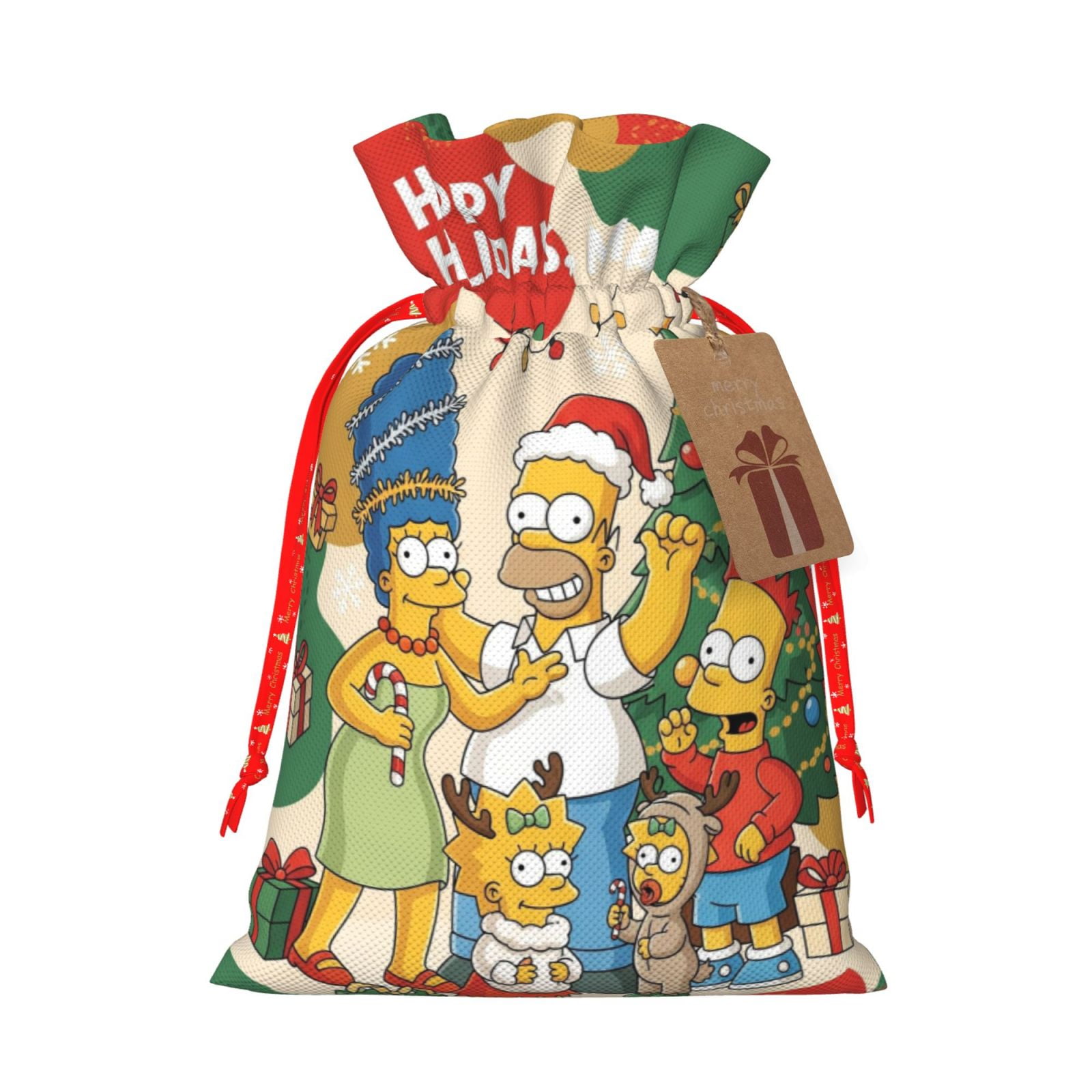 Christmas The Simpsons Gift Bags Fabric Drawstring Gift Bags ...