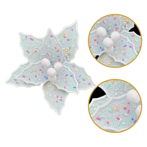 Christmas Simulation Flowers, Glitter Poinsettia Ornaments for ...