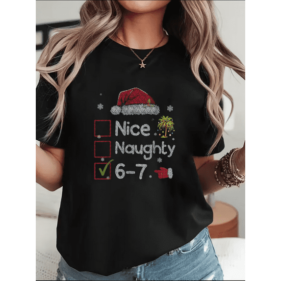 Christmas Six Seven Meme Brain Rot Nice Naughty Graphic Unisex T-Shirt ...